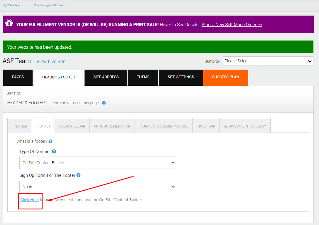 How To: Edit your Footer with the On-Site Content Builder – Support Center