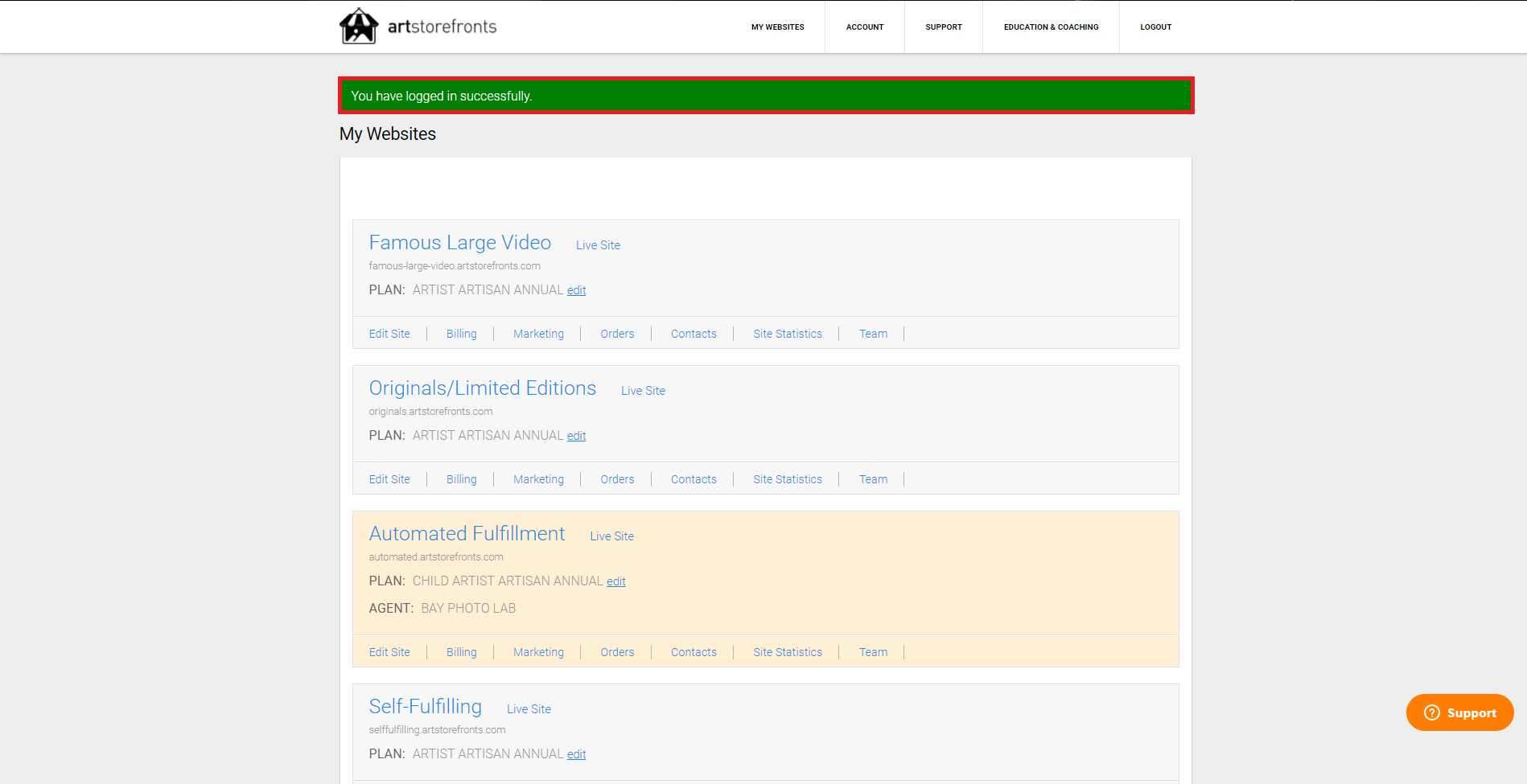 How To: Login to your Art Storefronts Account – Support Center