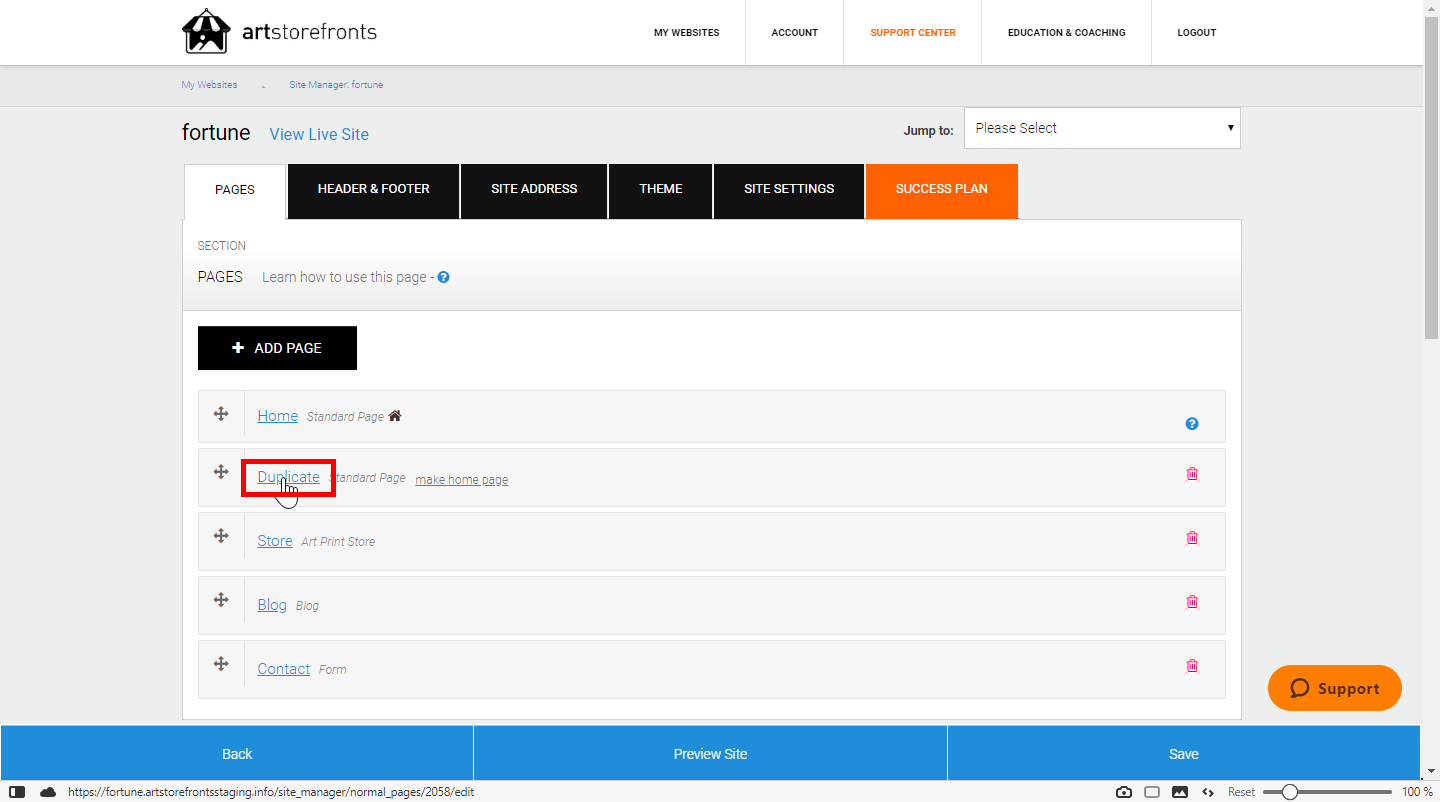On-Site Content Builder – Support Center