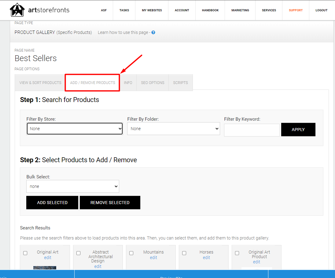 How to: Set up your Homepage and your Product Galleries – Support Center