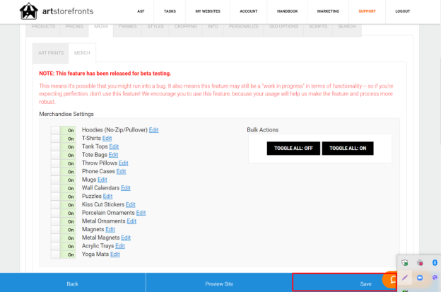 How to Set-Up Merchandise Products on your Site – Support Center